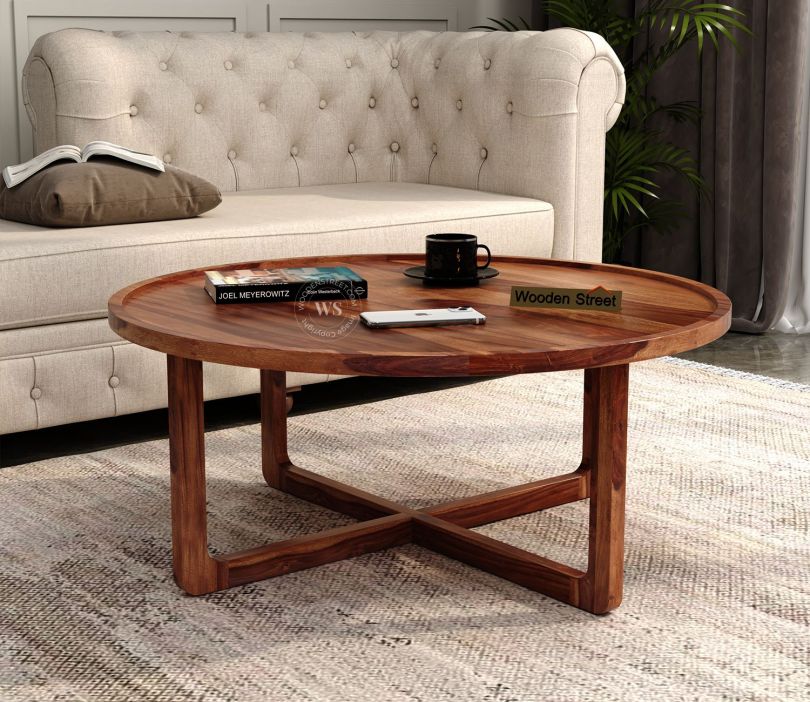 Buy Artis Sheesham Wood Round Coffee Table Honey Finish at 16 OFF Online Wooden Street